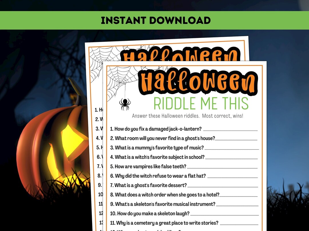 Halloween Riddles and Jokes / Halloween Party Games / Printable ...