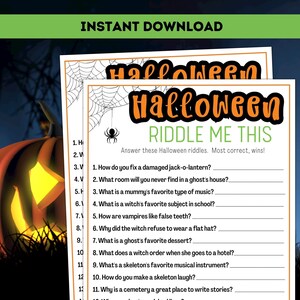 Halloween Riddles and Jokes / Halloween Party Games / Printable ...