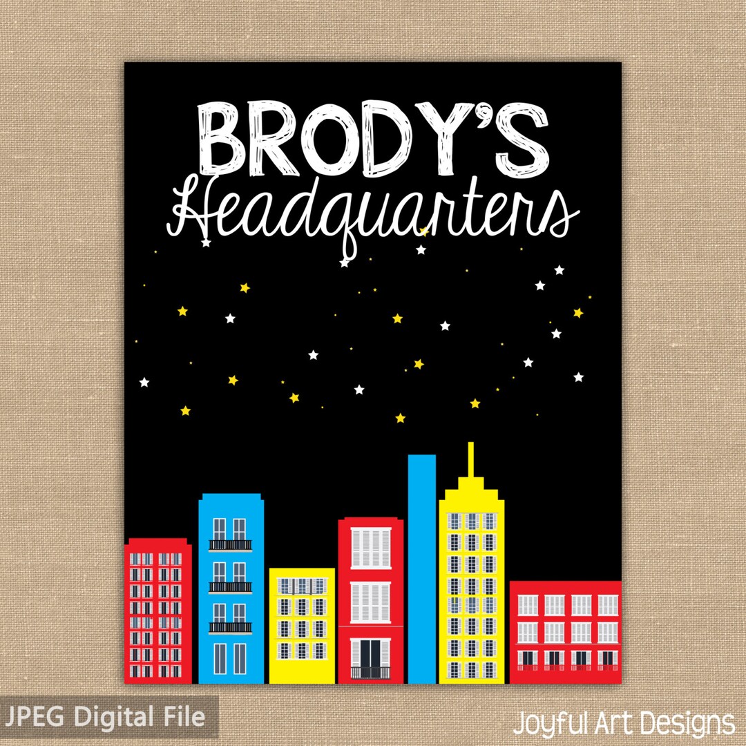 Superhero Headquarters PRINTABLE. Superhero Birthday Sign. Personalize ...