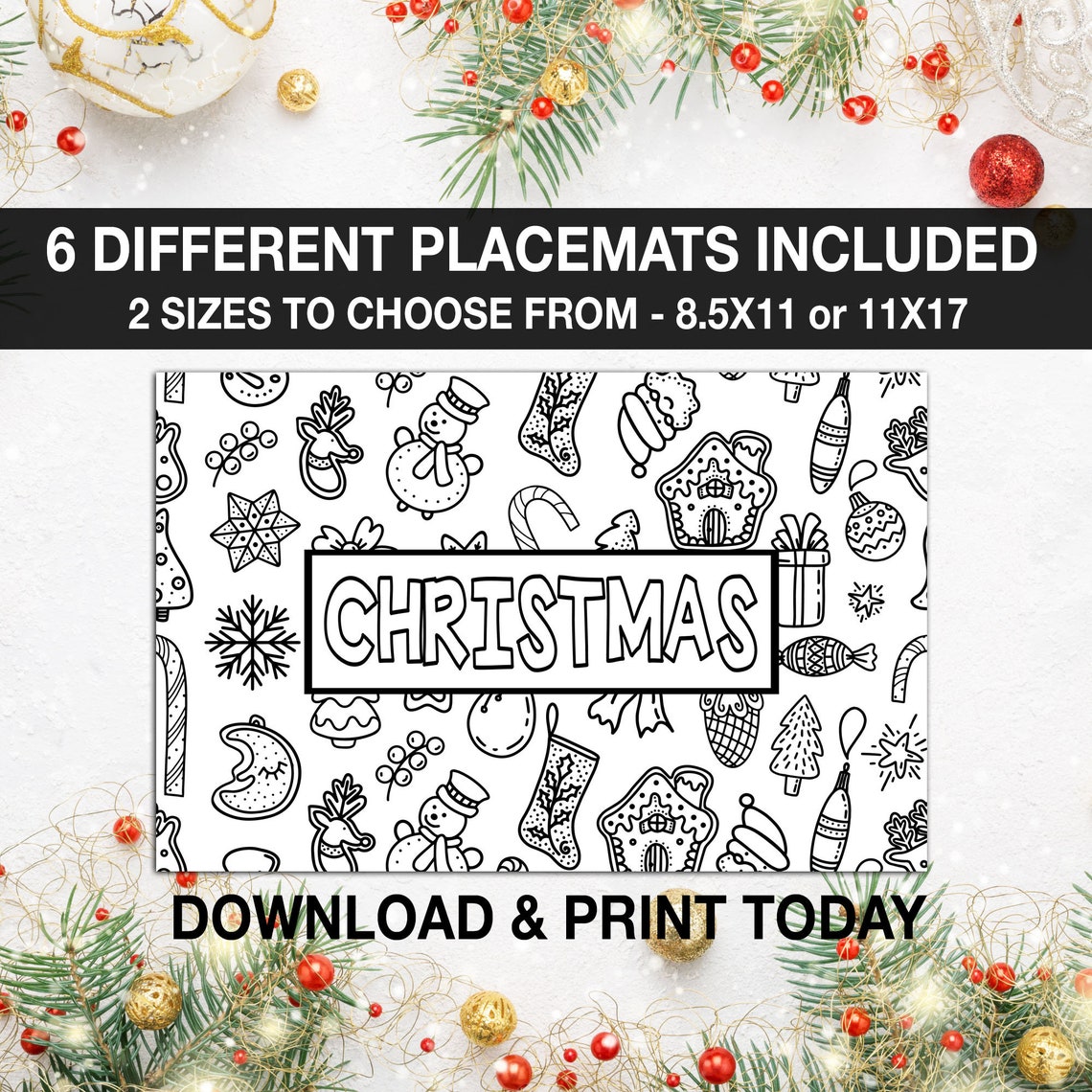 Christmas Placemat Printable, Christmas Activities for Kids, Christmas ...