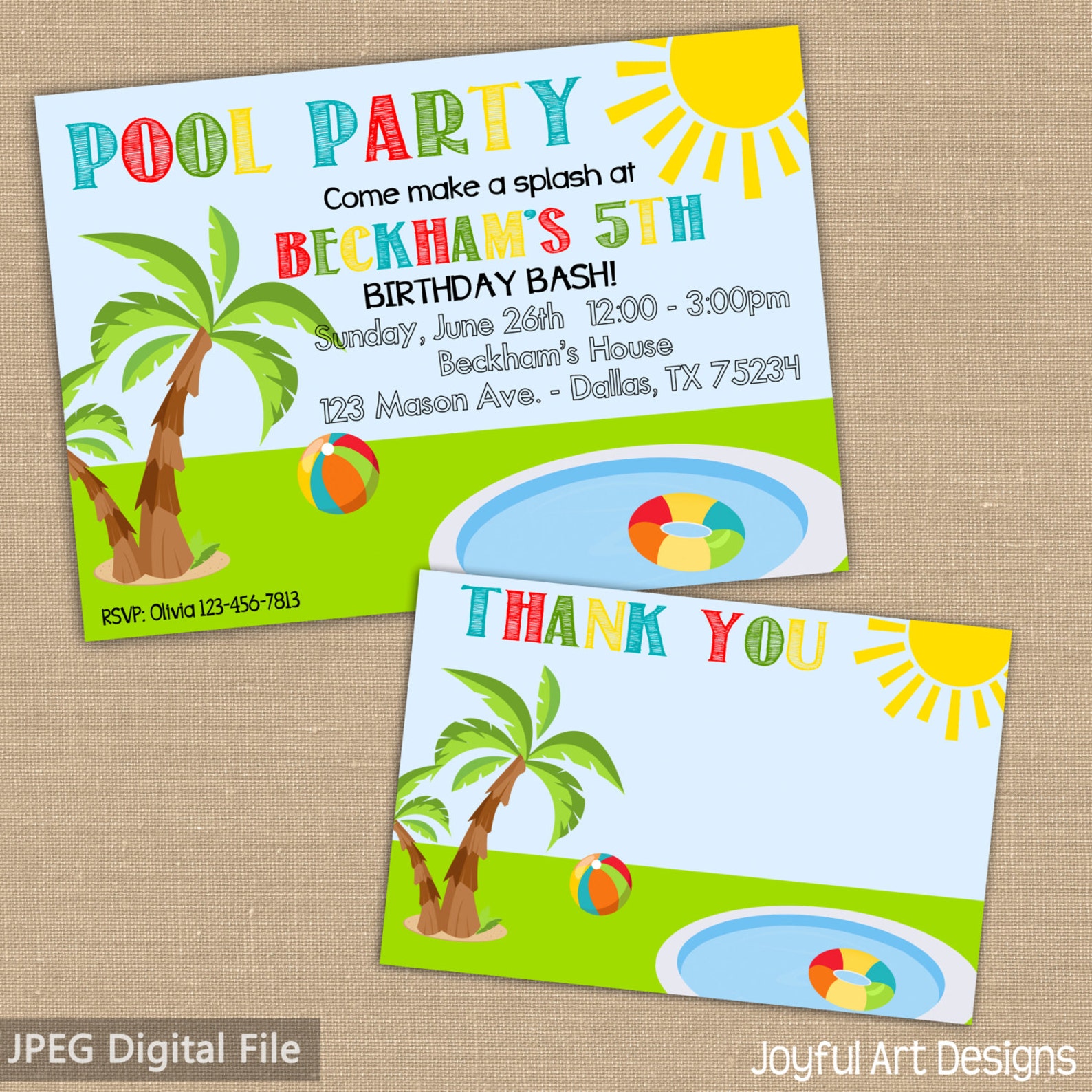 Pool Party Birthday Invitation. Pool Birthday Party Invite. Swimming ...