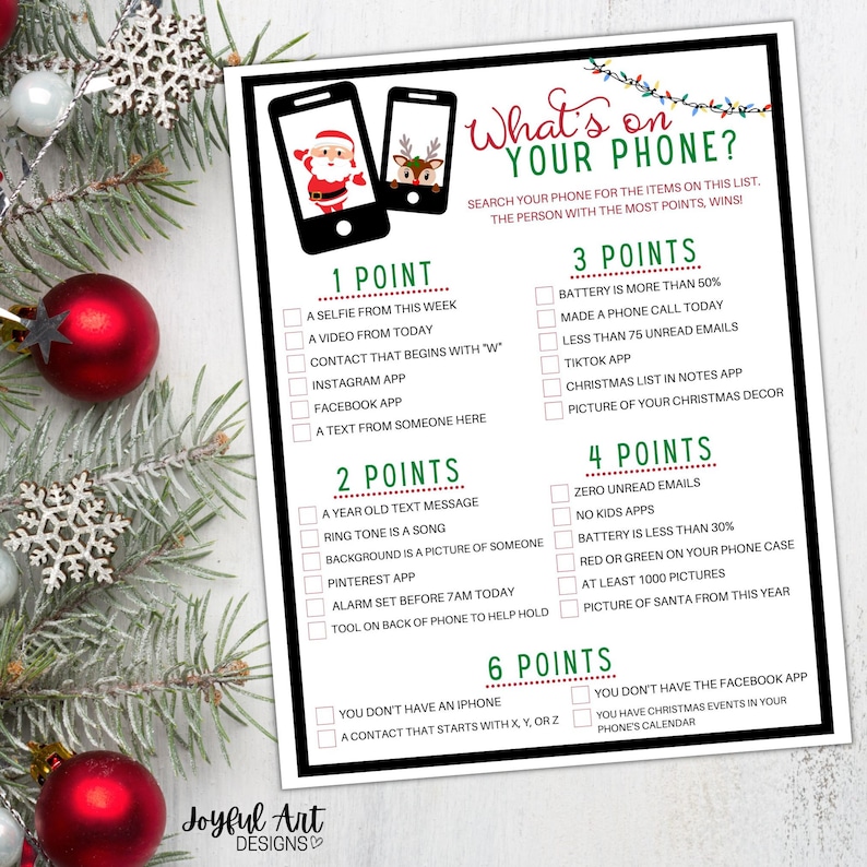 What's on Your Phone Game / Phone Scavenger Hunt Game / - Etsy