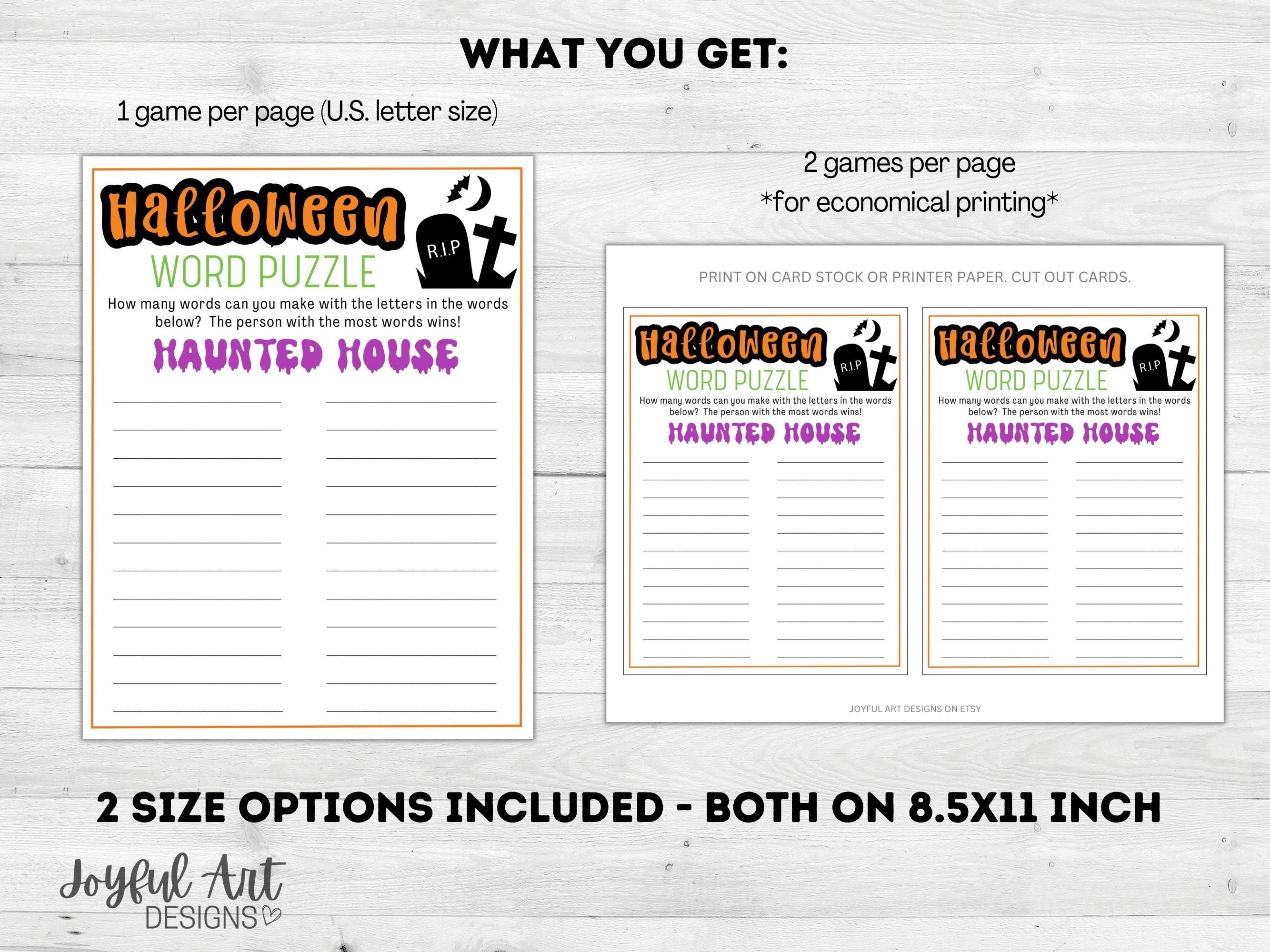 Halloween Word Puzzle / Halloween Party Games / Printable Halloween ...