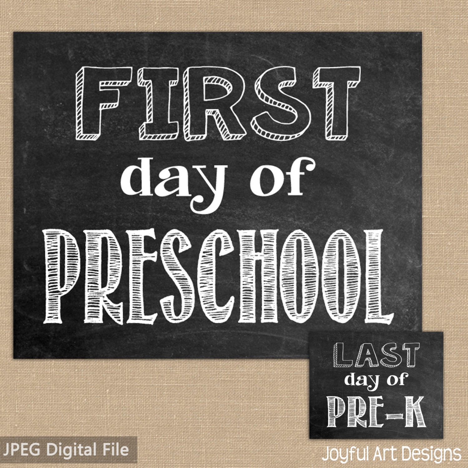 First Day of Preschool Chalkboard PRINTABLE Sign. Last Day of - Etsy