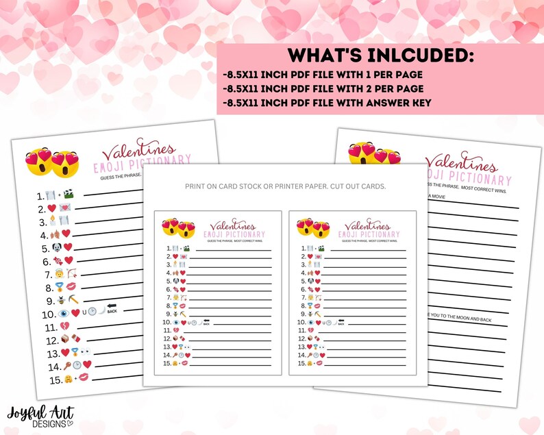 Valentines Emoji Pictionary Game / Valentine's Day Emoji - Etsy