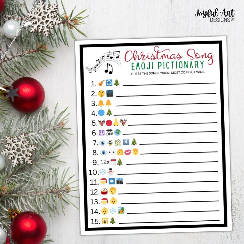 Christmas Song Emoji Pictionary Game / Christmas Party Games / - Etsy