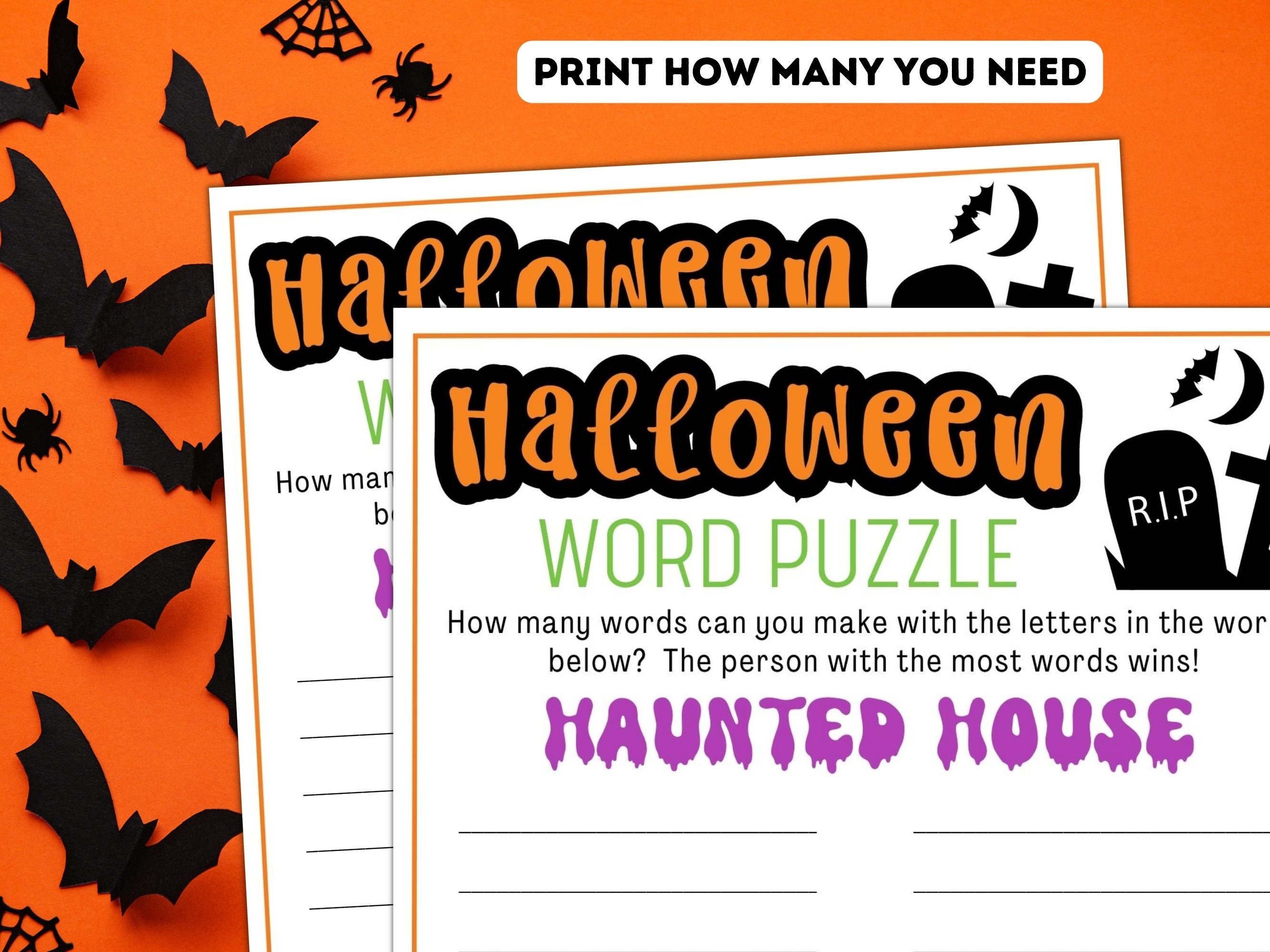 Halloween Word Puzzle / Halloween Party Games / Printable Halloween ...