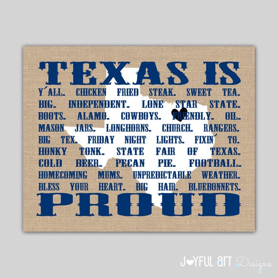 Texas Words PRINTABLE. List of Words That Describe Texas on Burlap ...