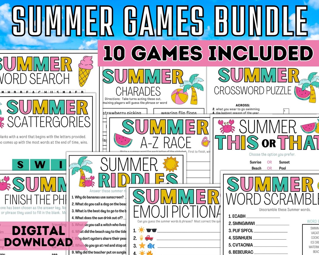 Summer Games BUNDLE / Summer Party Games / Printable Summertime Games ...