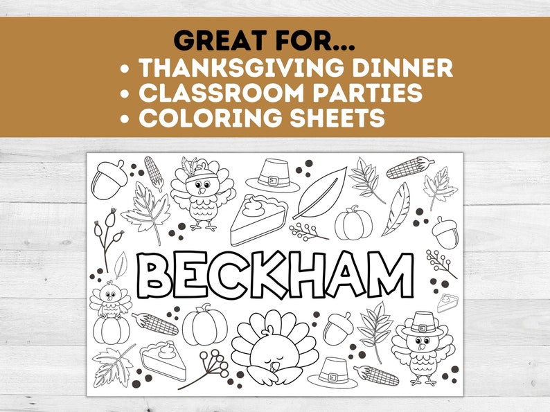 EDITABLE Thanksgiving Placemats for Kids, Personalized Thanksgiving ...