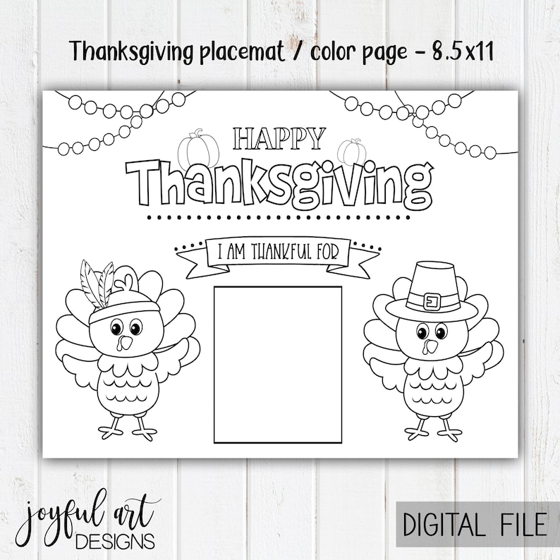Printable Thanksgiving Placemat 8.5x11 and 11x17 Kid's - Etsy