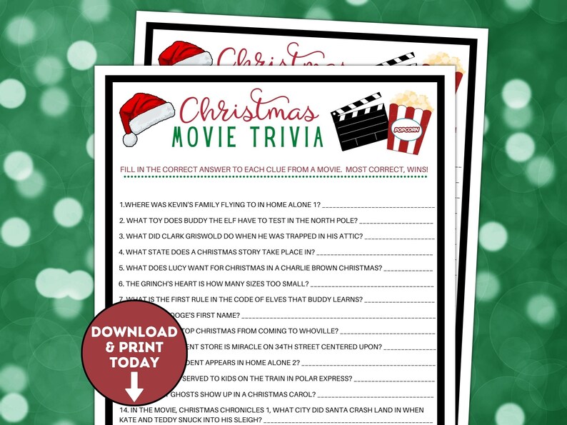 Christmas Movies Trivia Game, Christmas Trivia, Christmas Movie Games ...