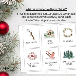 Printable Advent Activity Cards for Kids / Christmas Advent Calendar ...