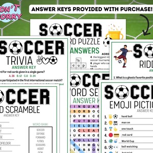 Soccer Game BUNDLE / Printable Soccer Party Games / World Cup Games for ...