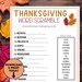 Thanksgiving Word Scramble Game / Fun Thanksgiving Games / Word ...