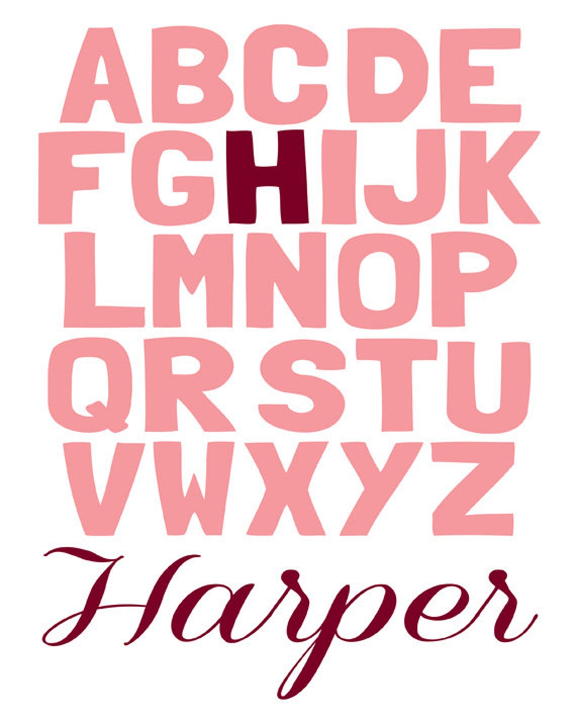 Alphabet With Child's Name PRINTABLE Wall Art. Nursery or | Etsy