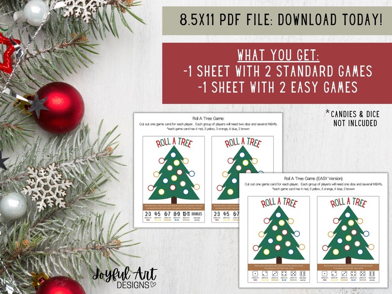 Christmas Games for Kids Roll A Tree Dice Game Christmas - Etsy