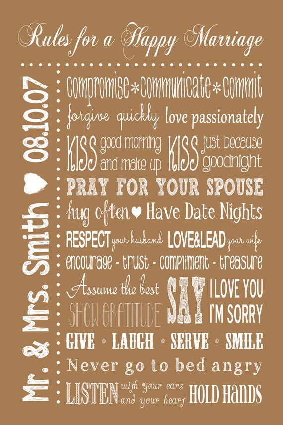 Happy Marriage Rules Rules For A Happy Marriage Sign PRINTABLE. Custom