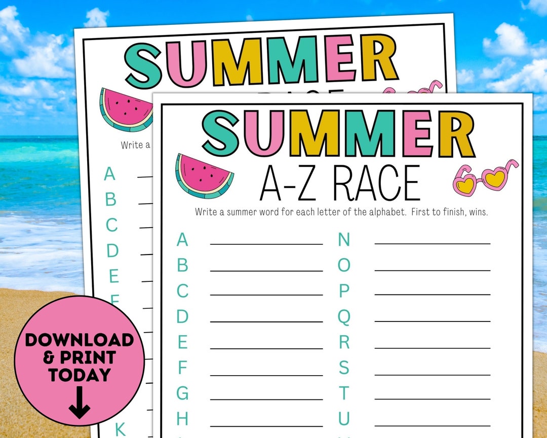Summer Alphabet Game / Summer Party Game / Printable Summertime Game ...