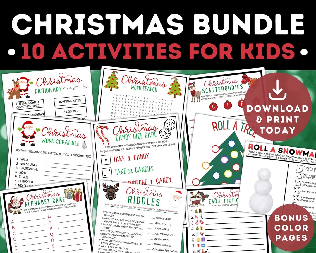 Christmas Game Bundle / Printable Christmas Games for Kids / - Etsy