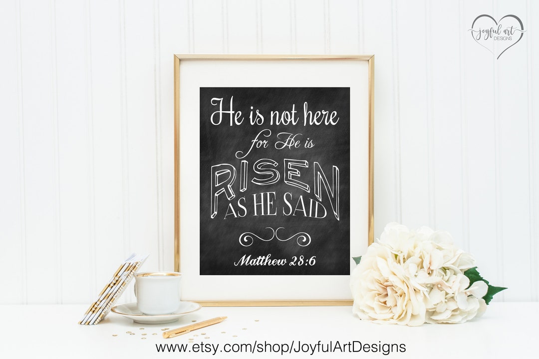 He is Risen Easter PRINTABLE. He is Not Here Matthew 28:6 Scripture ...