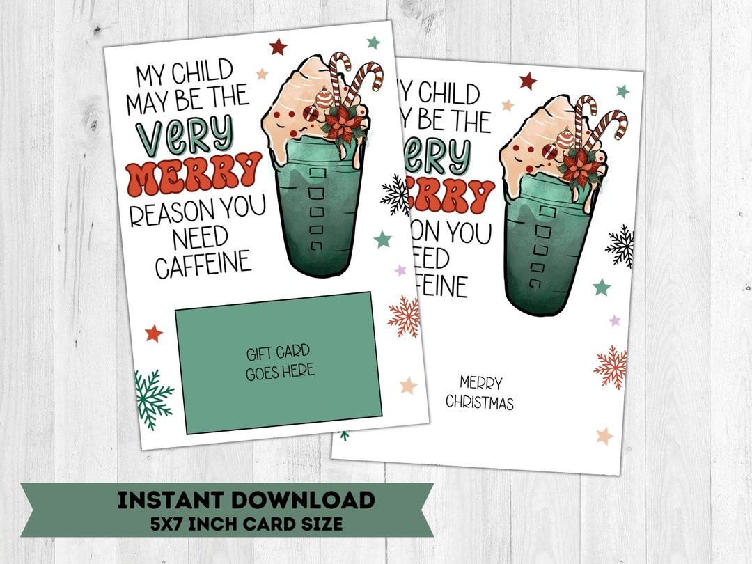 Need Caffeine Holiday Coffee Gift Card Holder Printable / Funny ...