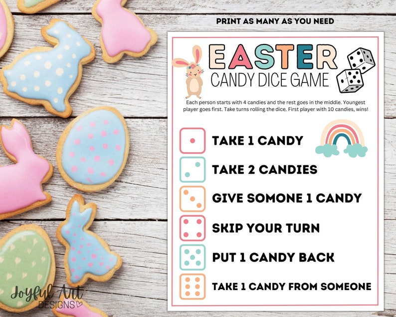 Easter Candy Dice Game / Easter Party Games / Printable Easter Games ...