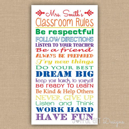 Custom Made Classroom Rules PRINTABLE. Classroom Sign Subway - Etsy