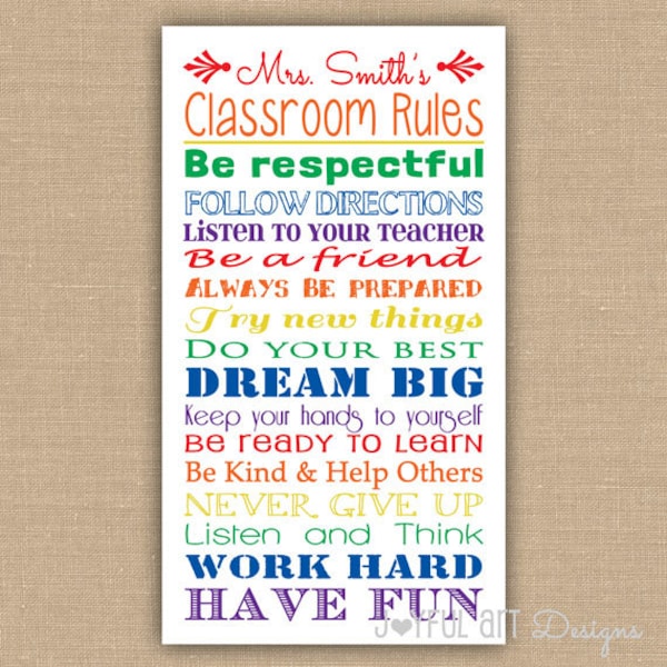 Classroom Rules Sign - Etsy