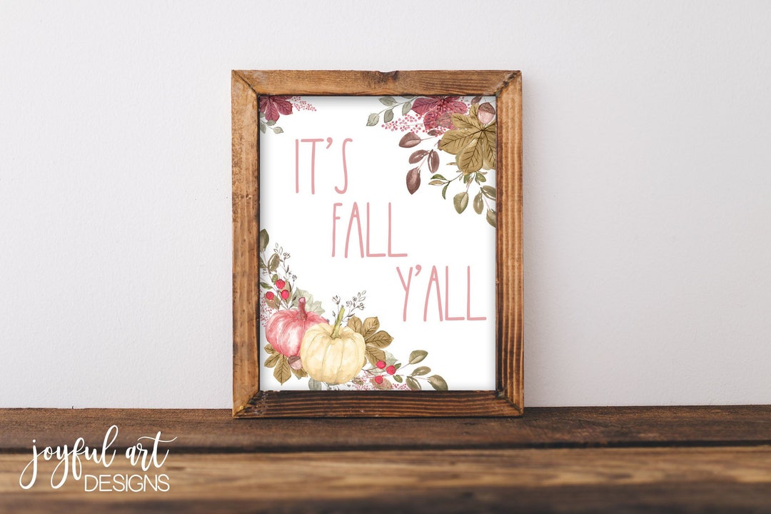 It's Fall Y'all - Farmhouse Pumpkin Sign - Watercolor Pumpkins Art ...