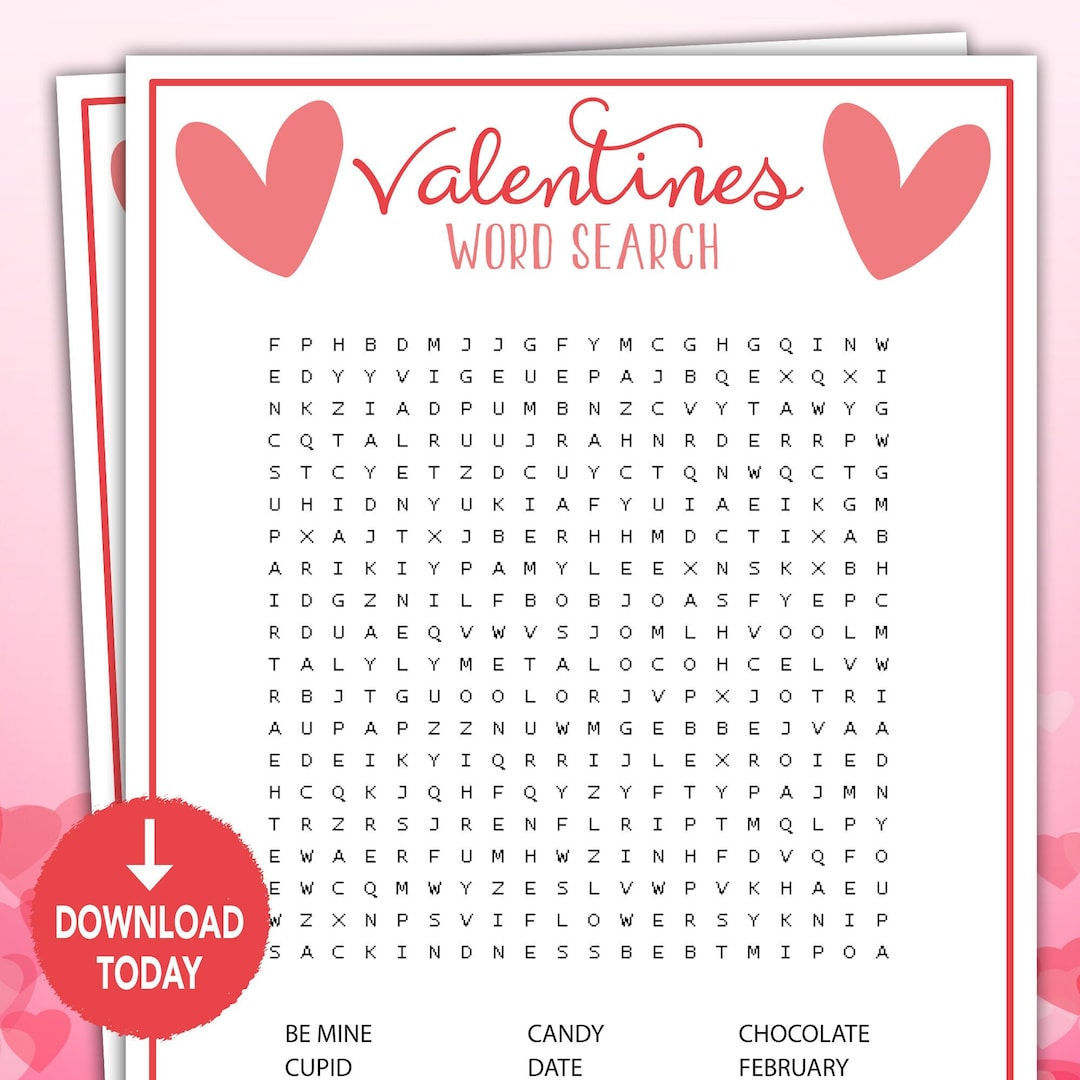 Valentine's Day Word Search / Valentine Party Games / Galentines Games ...
