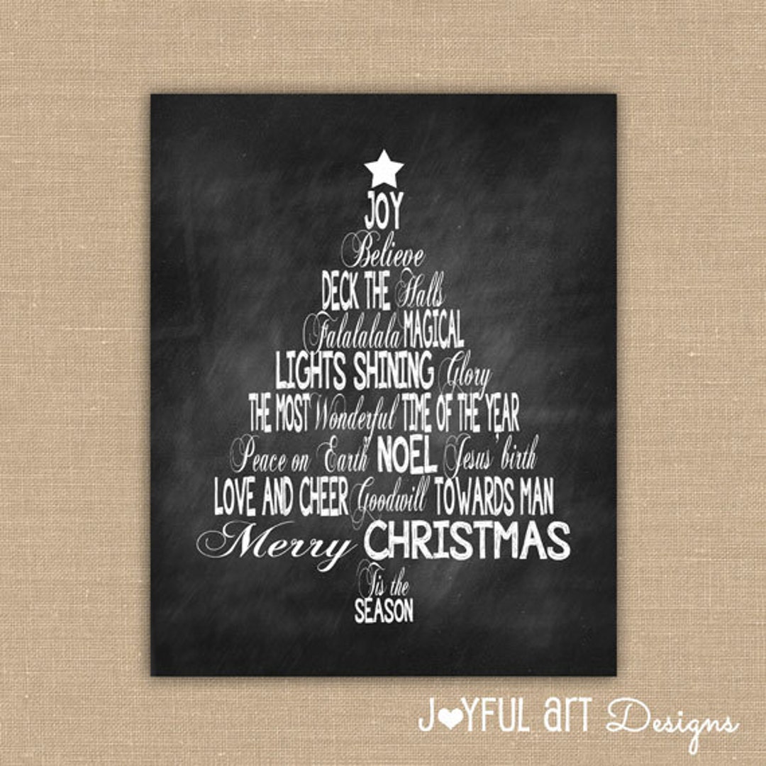 Christmas Sign on Chalkboard PRINTABLE. Christmas Tree. Christmas Words ...