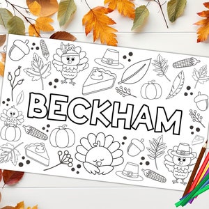 EDITABLE Thanksgiving Placemats for Kids, Personalized Thanksgiving ...