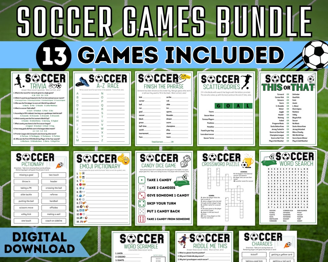 Soccer Game BUNDLE / Printable Soccer Party Games / World Cup Games for ...
