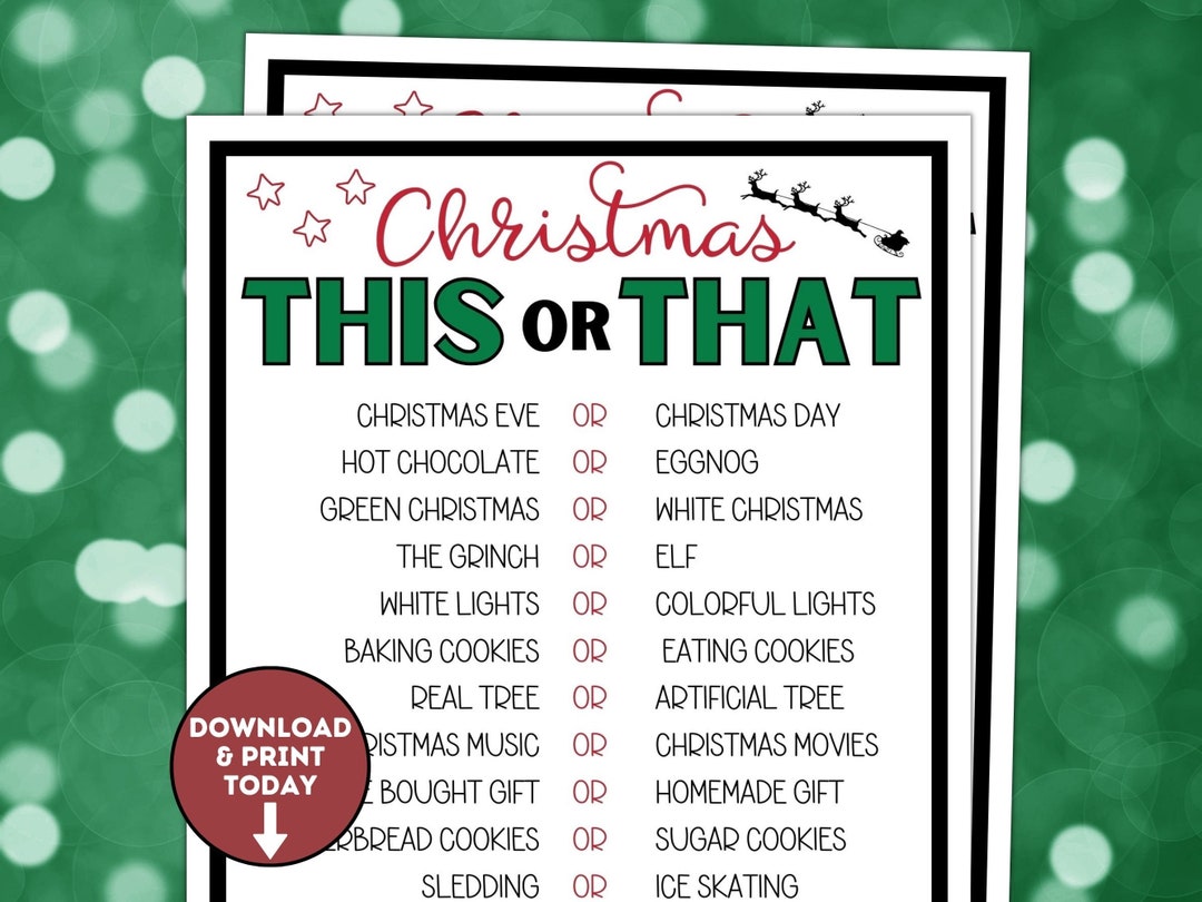 Christmas This or That Game / Christmas Would You Rather / Holiday ...