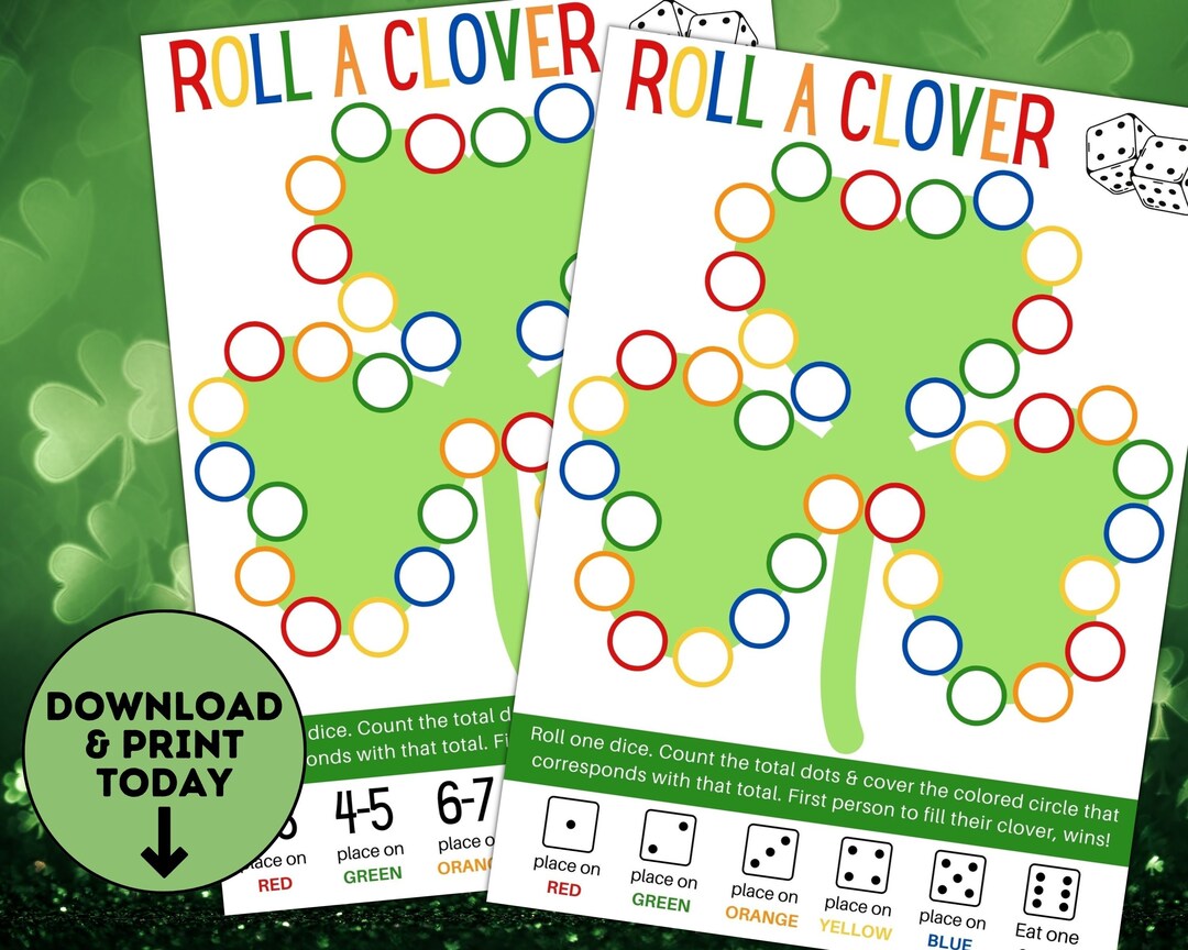 St. Patricks Day Games / Roll A Clover Candy Game / St Patricks Day ...