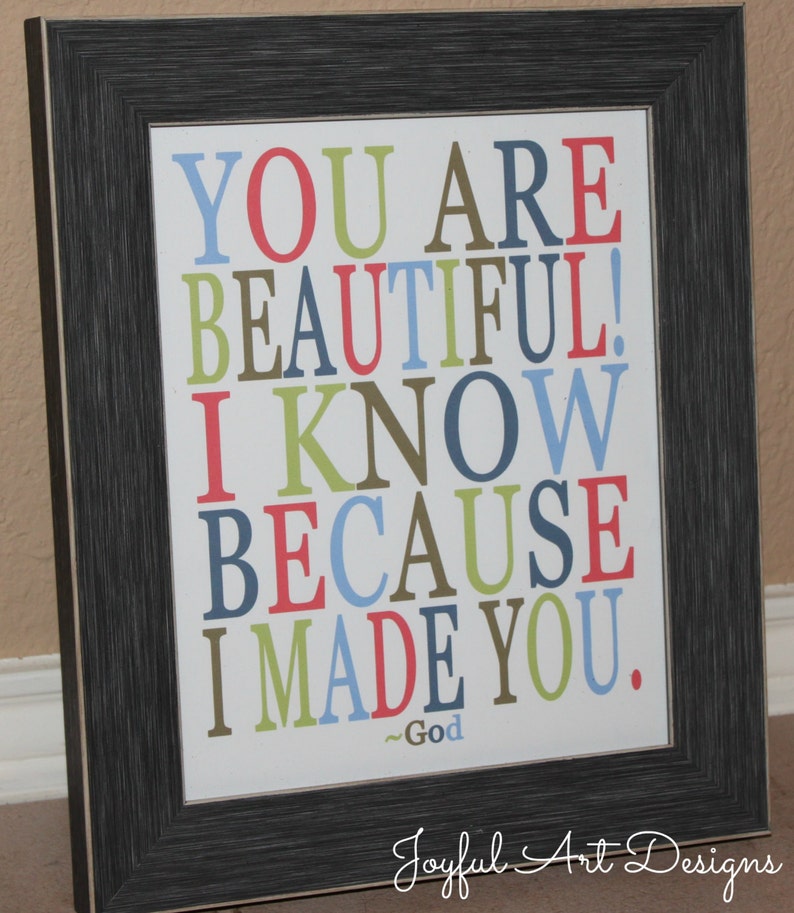 You Are Beautiful God Made You PRINTABLE. Christian Wall Art. | Etsy