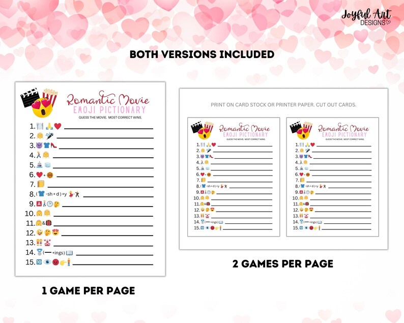 Romantic Movie Emoji Pictionary Game / Valentine's Day - Etsy