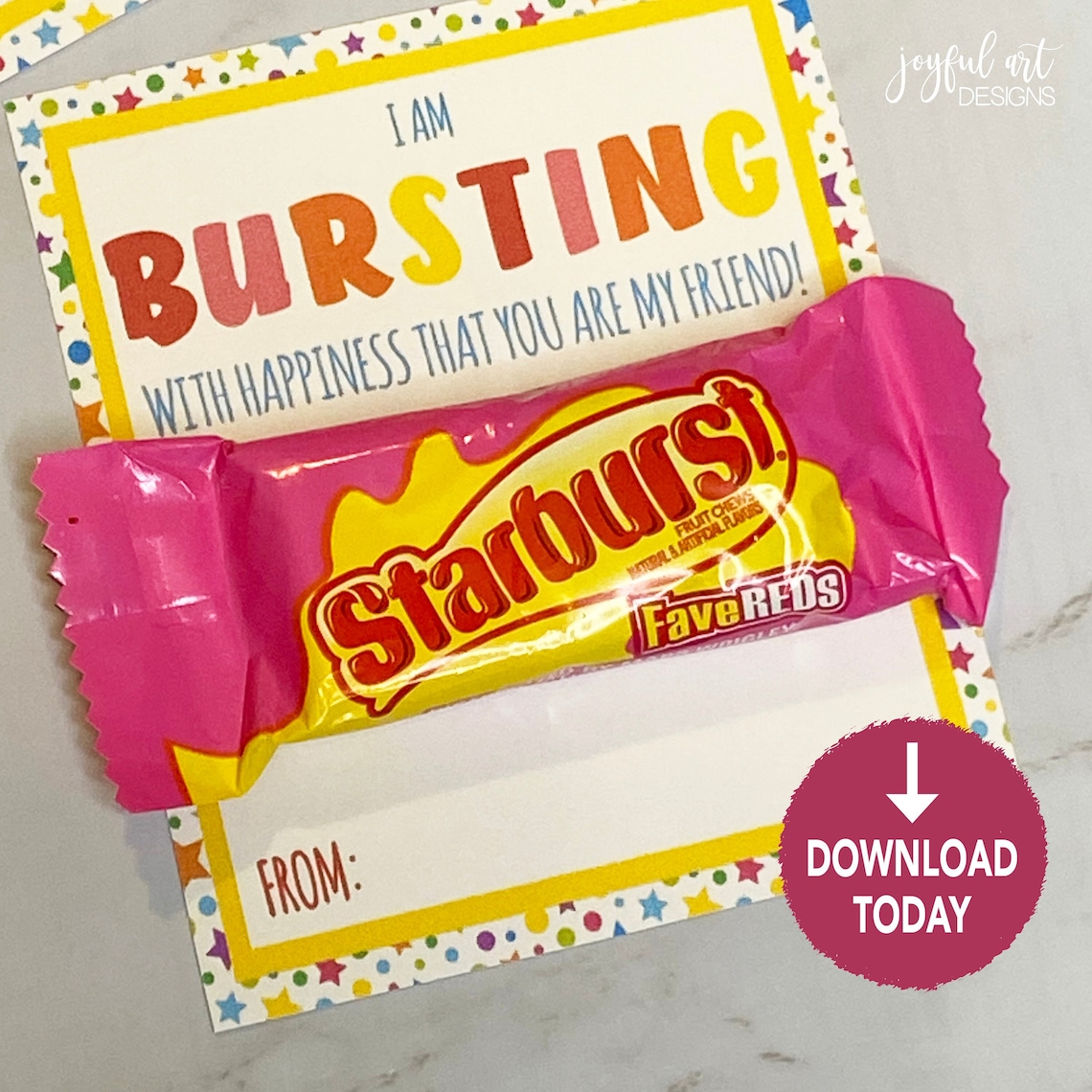 Starburst Valentine Card / Classroom Valentines / | Etsy