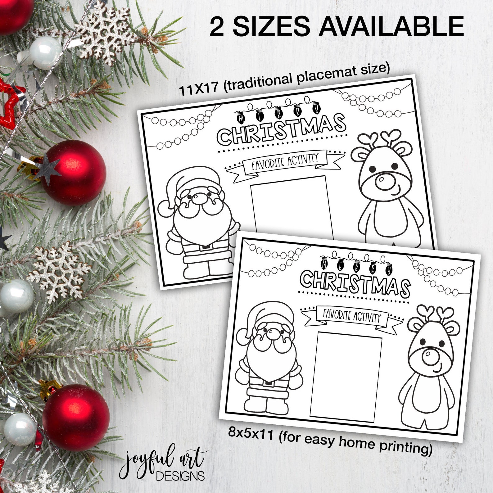 Printable Christmas Placemat Christmas Coloring Placemat - Etsy
