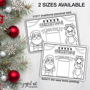 Printable Christmas Placemat, Christmas Coloring Placemat, Christmas ...