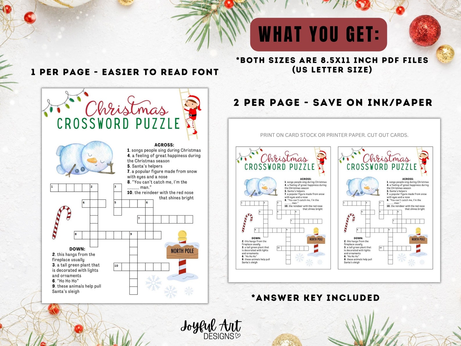 Christmas Crossword Puzzle / Christmas Game for Kids / Holiday ...
