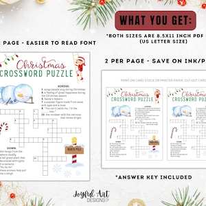 Christmas Crossword Puzzle / Christmas Game for Kids / Holiday ...