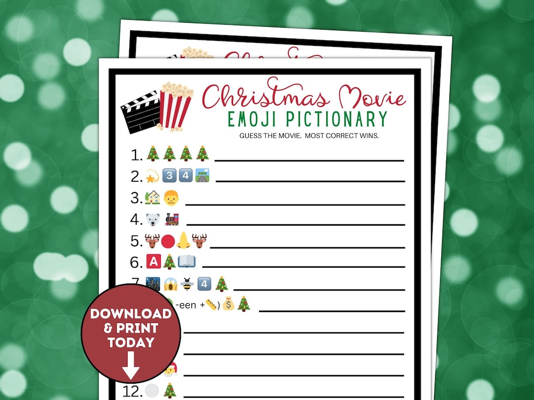 Christmas Movie Emoji Pictionary Game, Christmas Party Games, Fun ...
