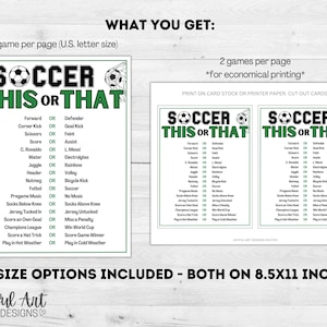 Soccer This or That / Would You Rather / Printable Soccer Team Party ...