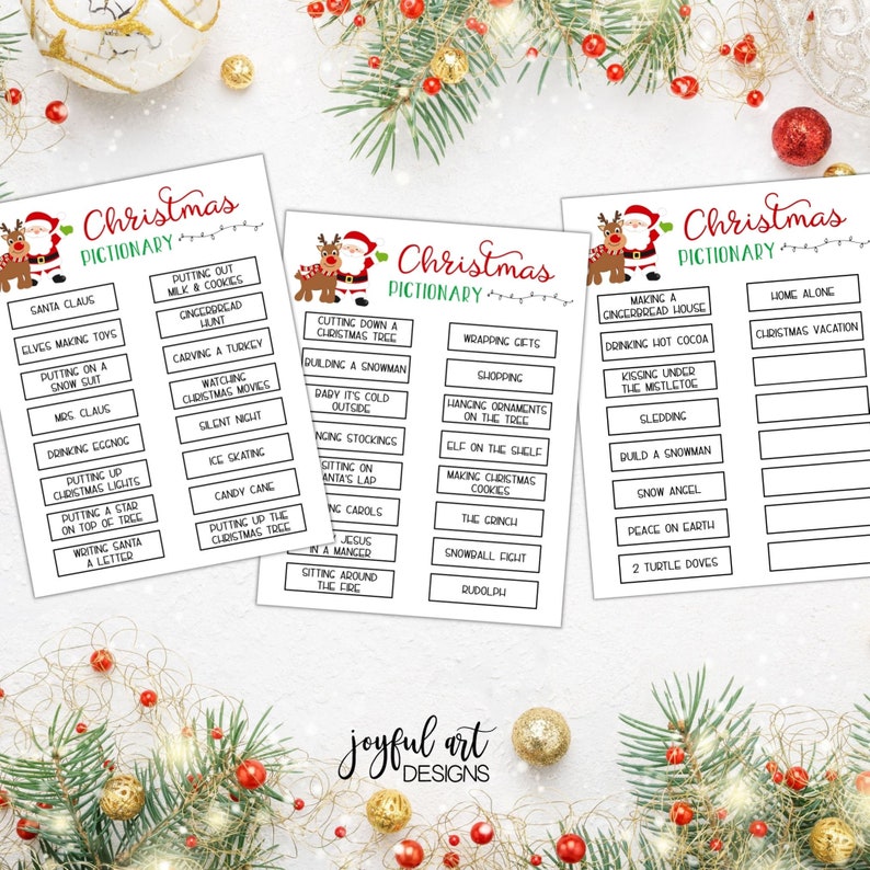 Christmas Pictionary Game / Christmas Party Games / Holiday - Etsy