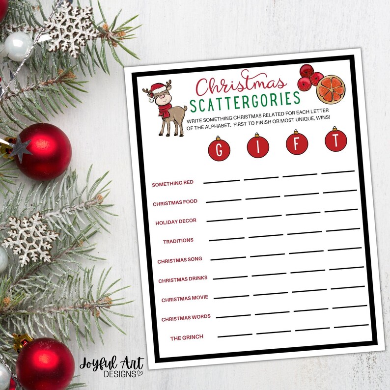 Christmas Scattergories Game, Christmas Party Games, 3 Games Bundle ...