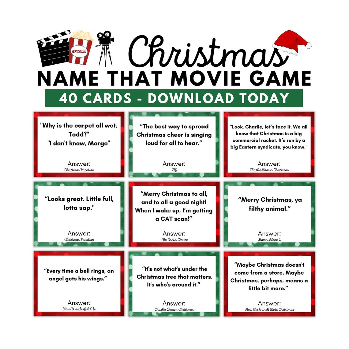 Name That Movie Christmas Game Guess the Christmas Movie - Etsy