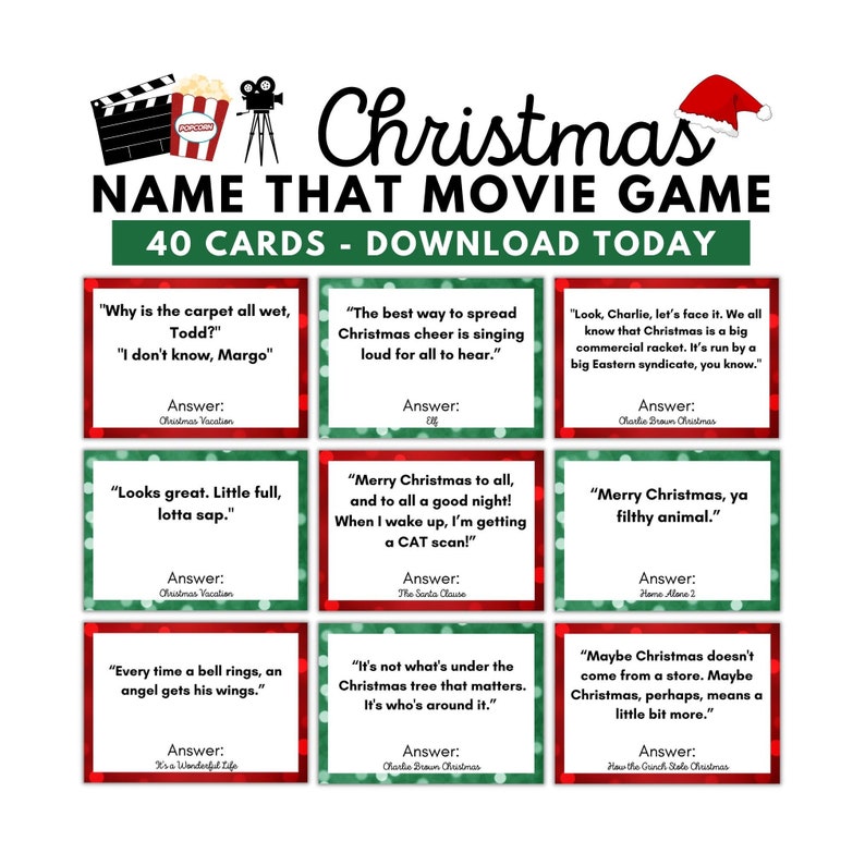 Name That Movie Christmas Game Guess the Christmas Movie - Etsy