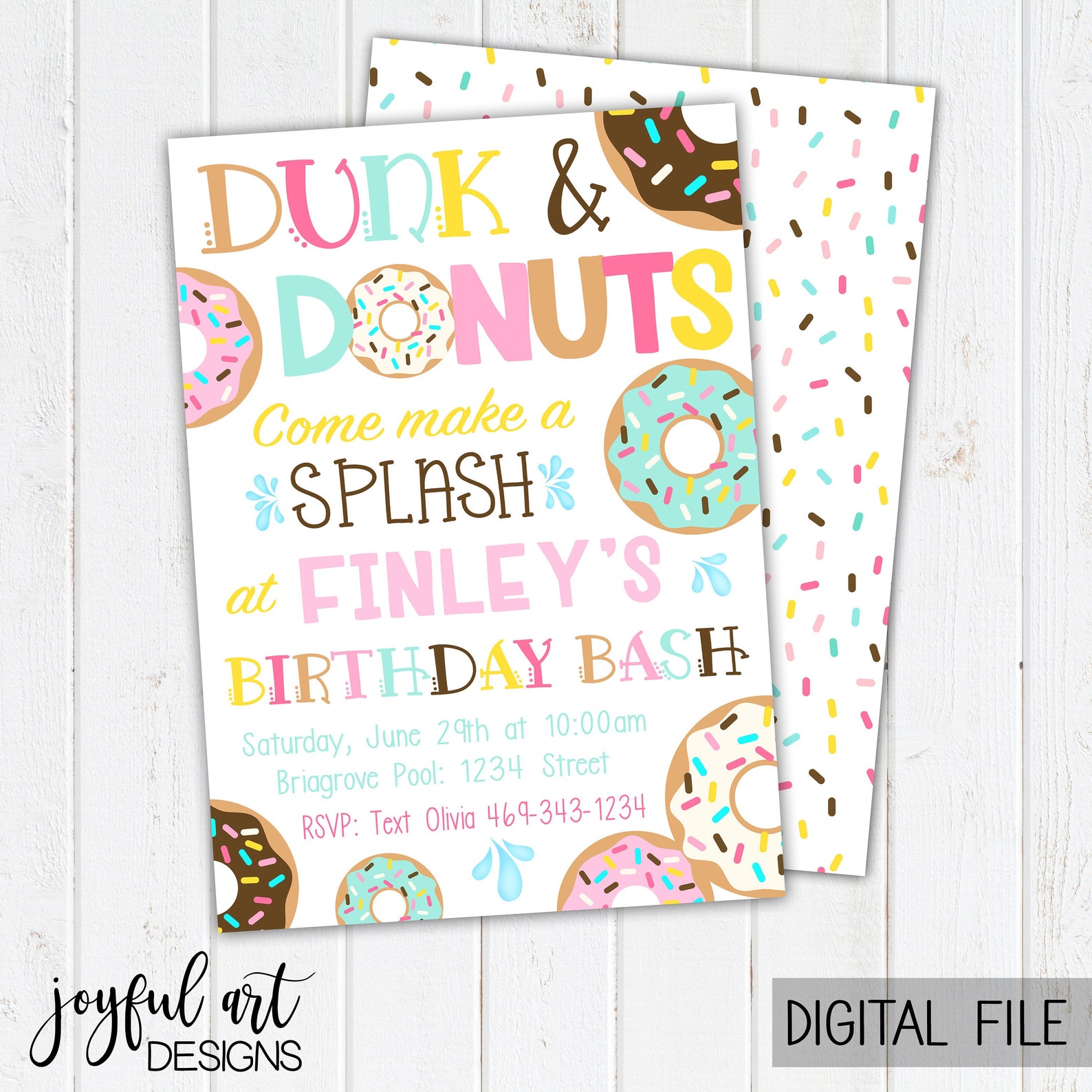 Dunk and Donuts Birthday Invitation. Donut Party Invitations. Donut ...